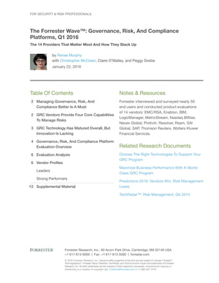 Forrester GRC Q1 2016 Report | PDF