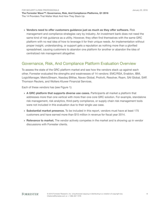Forrester GRC Q1 2016 Report | PDF