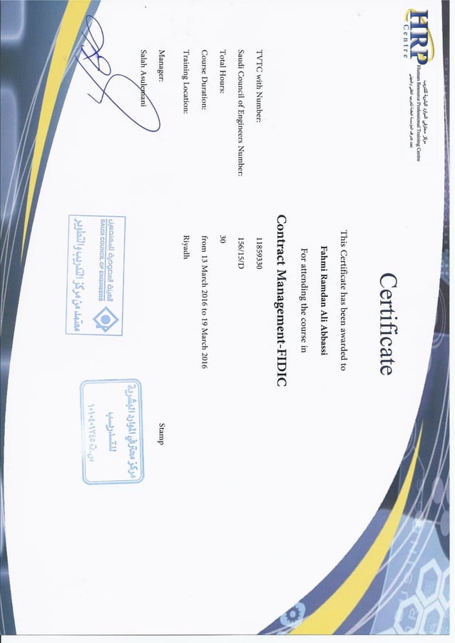 Contract Management Certificate - FIDIC | PDF