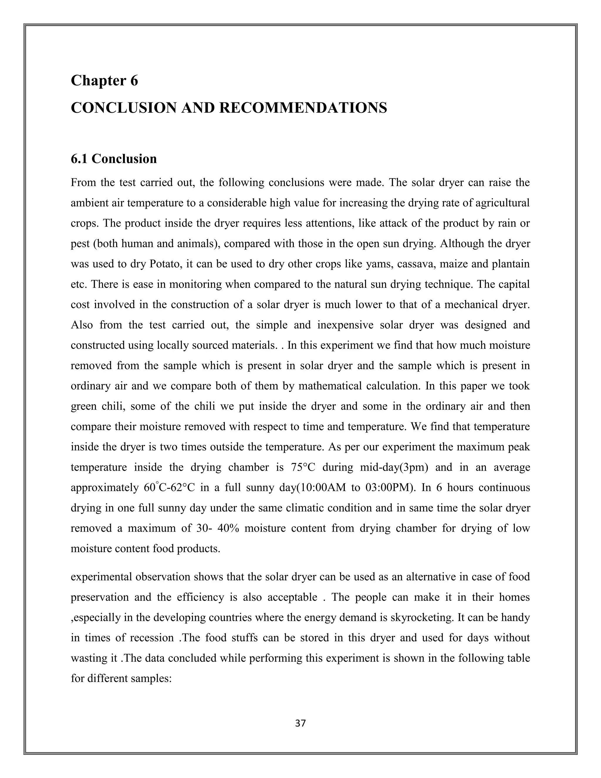 PROJECT REPORT ON SOLAR DRYER | PDF