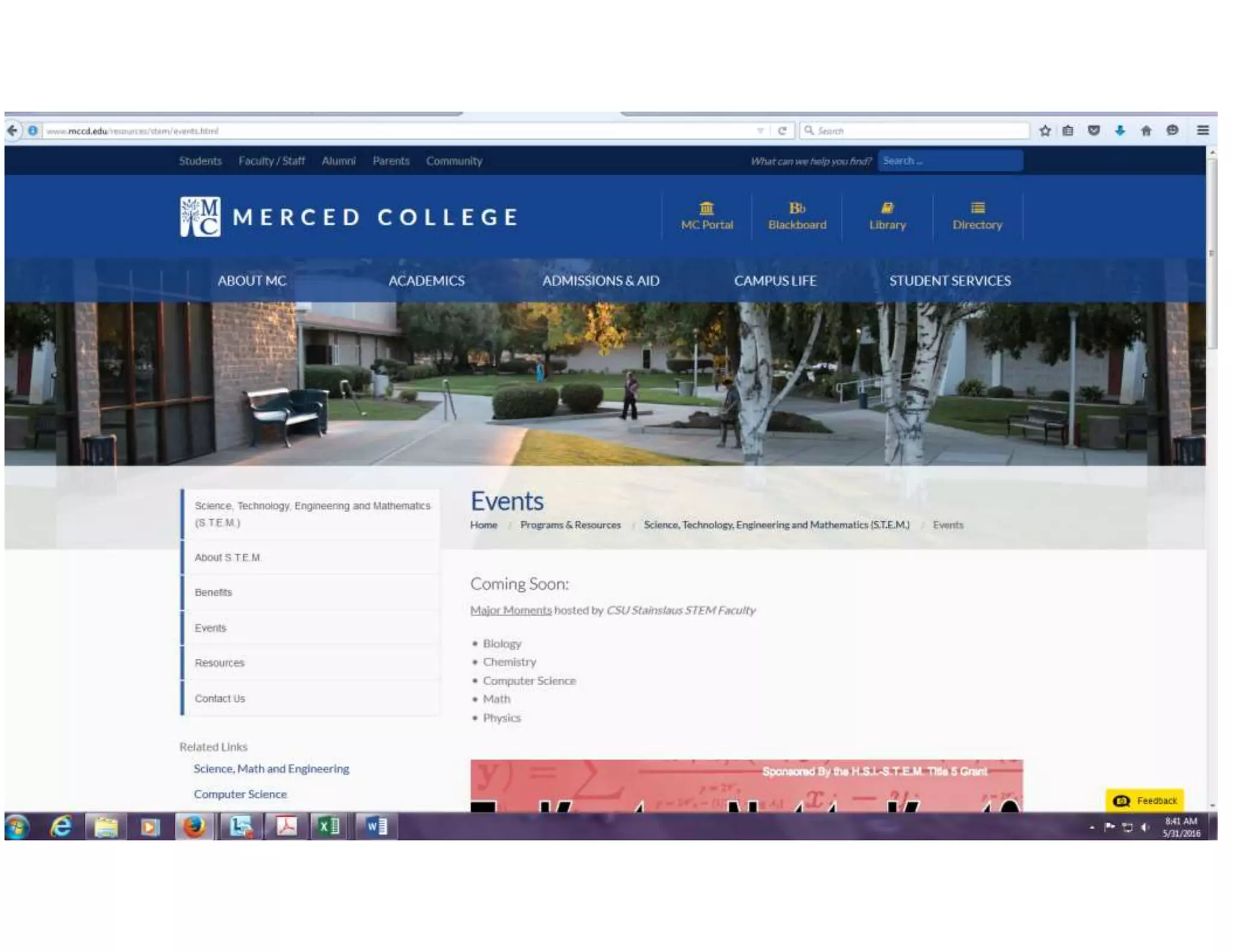 H.S.I. S.T.E.M. Merced College Webpage | PPT
