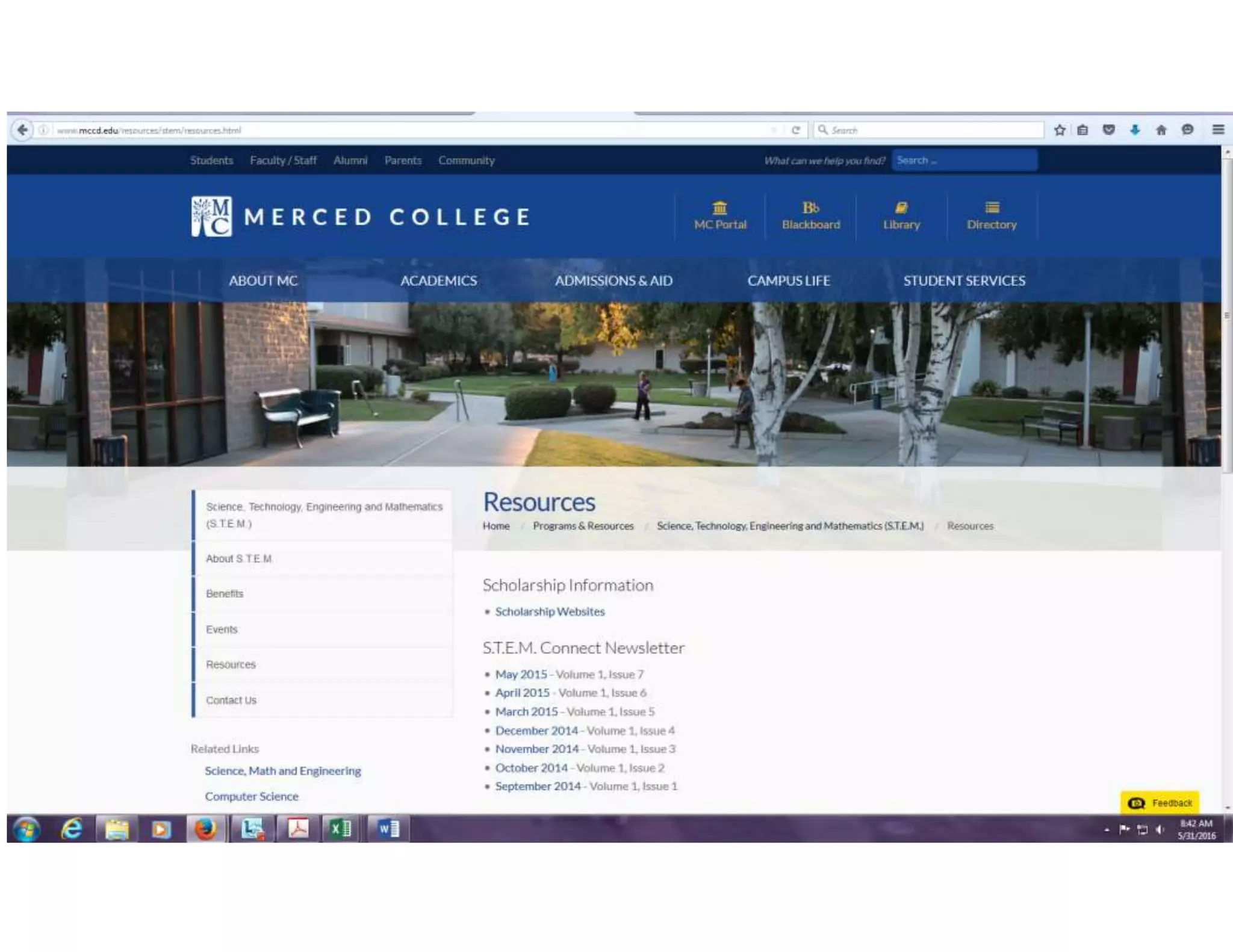 H.S.I. S.T.E.M. Merced College Webpage | PPT