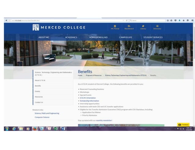 H.S.I. S.T.E.M. Merced College Webpage | PPT