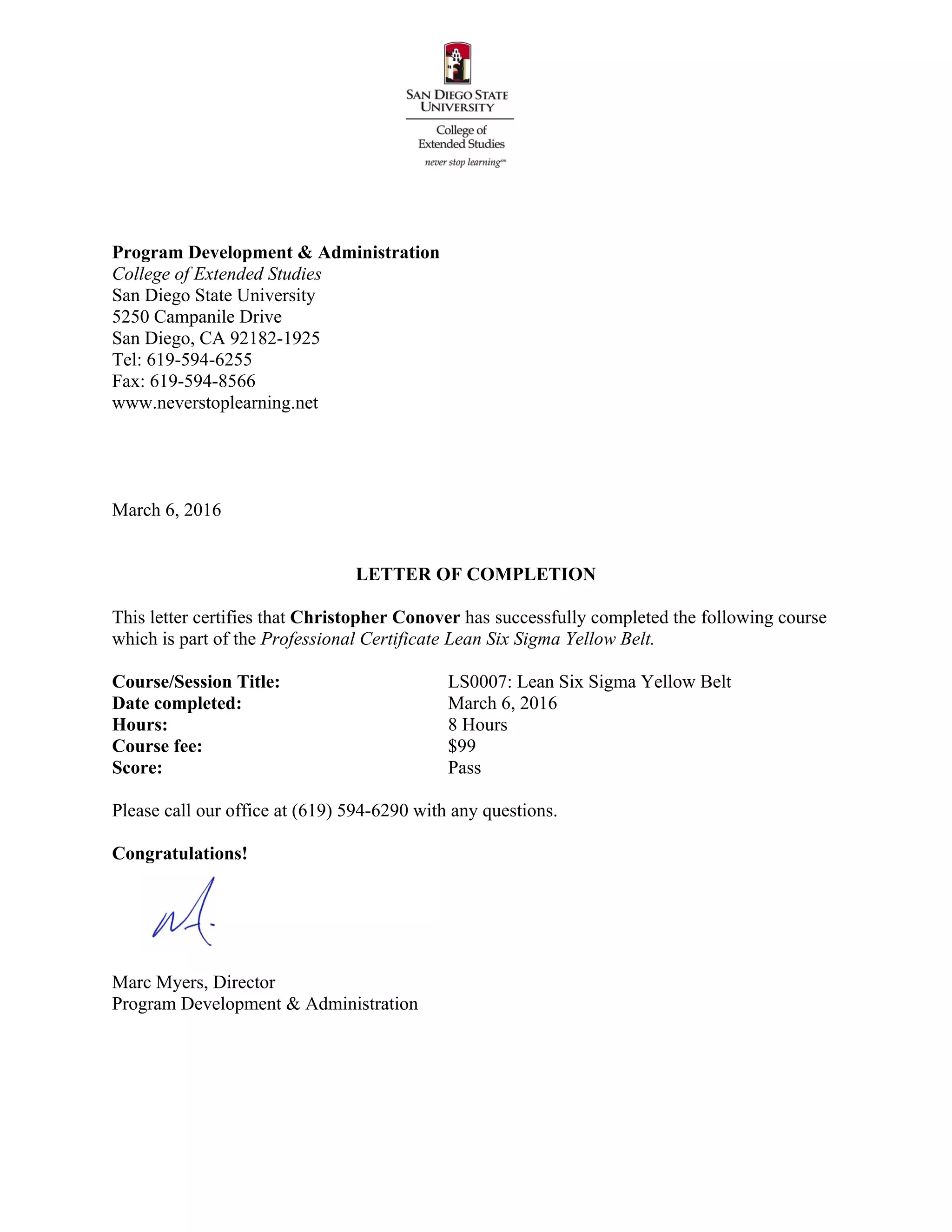 CHRISTOPHER CONOVER - LEAN SIX SIGMA YELLOW BELT CERTIFICATION | PDF