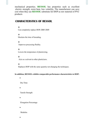 RESSOL ECO FRIENDLY PLASTICIZER NEW | DOC