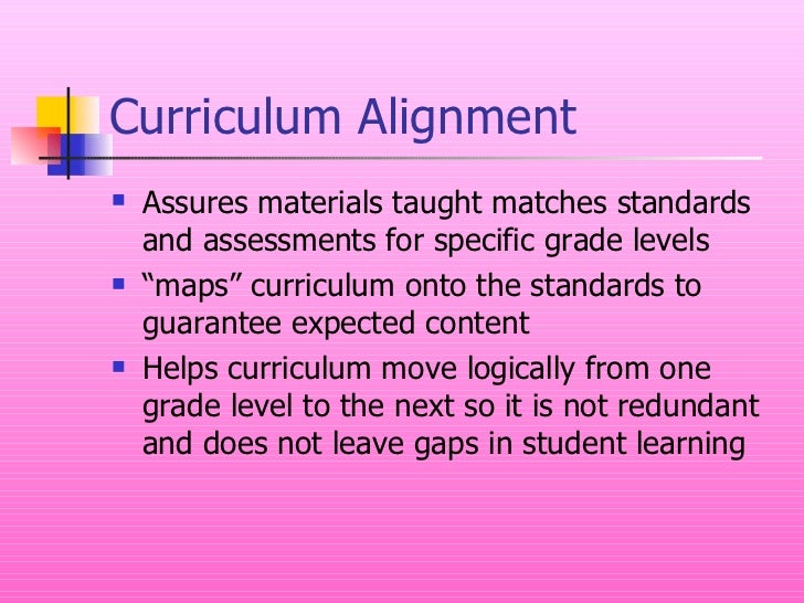 Overview Of Standards Based Curriculum Alignment