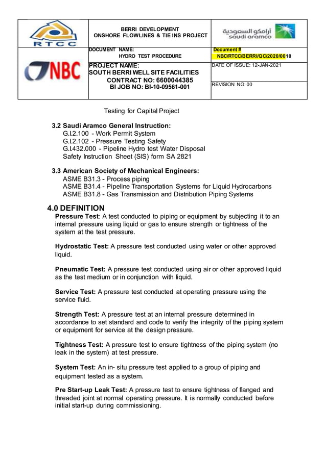 495265750-Hydro-Test-Procedure.docx | Civil Engineering Industry ...