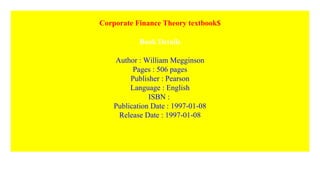Corporate Finance Theory textbook$ | PDF