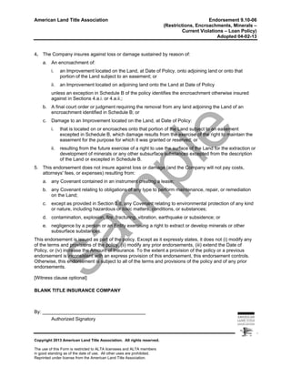 ALTA 9 Checklist Endorsements | PDF