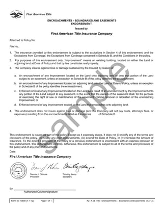 ALTA 9 Checklist Endorsements | PDF