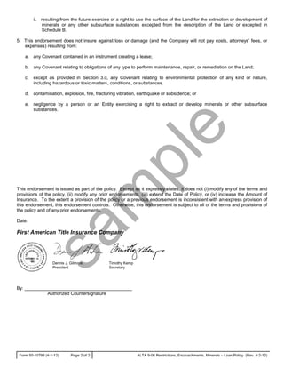 ALTA 9 Checklist Endorsements | PDF