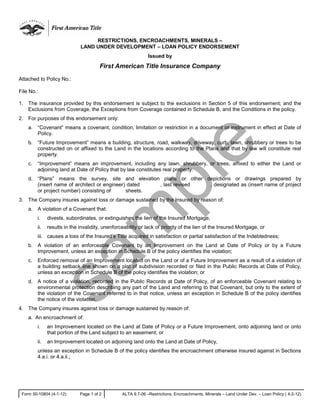 ALTA 9 Checklist Endorsements | PDF