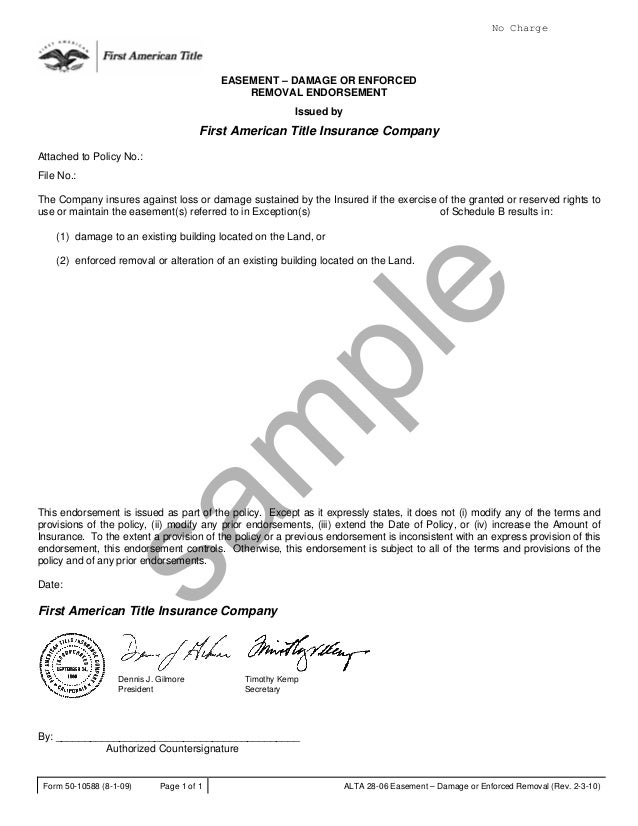 ALTA 9 Checklist Endorsements