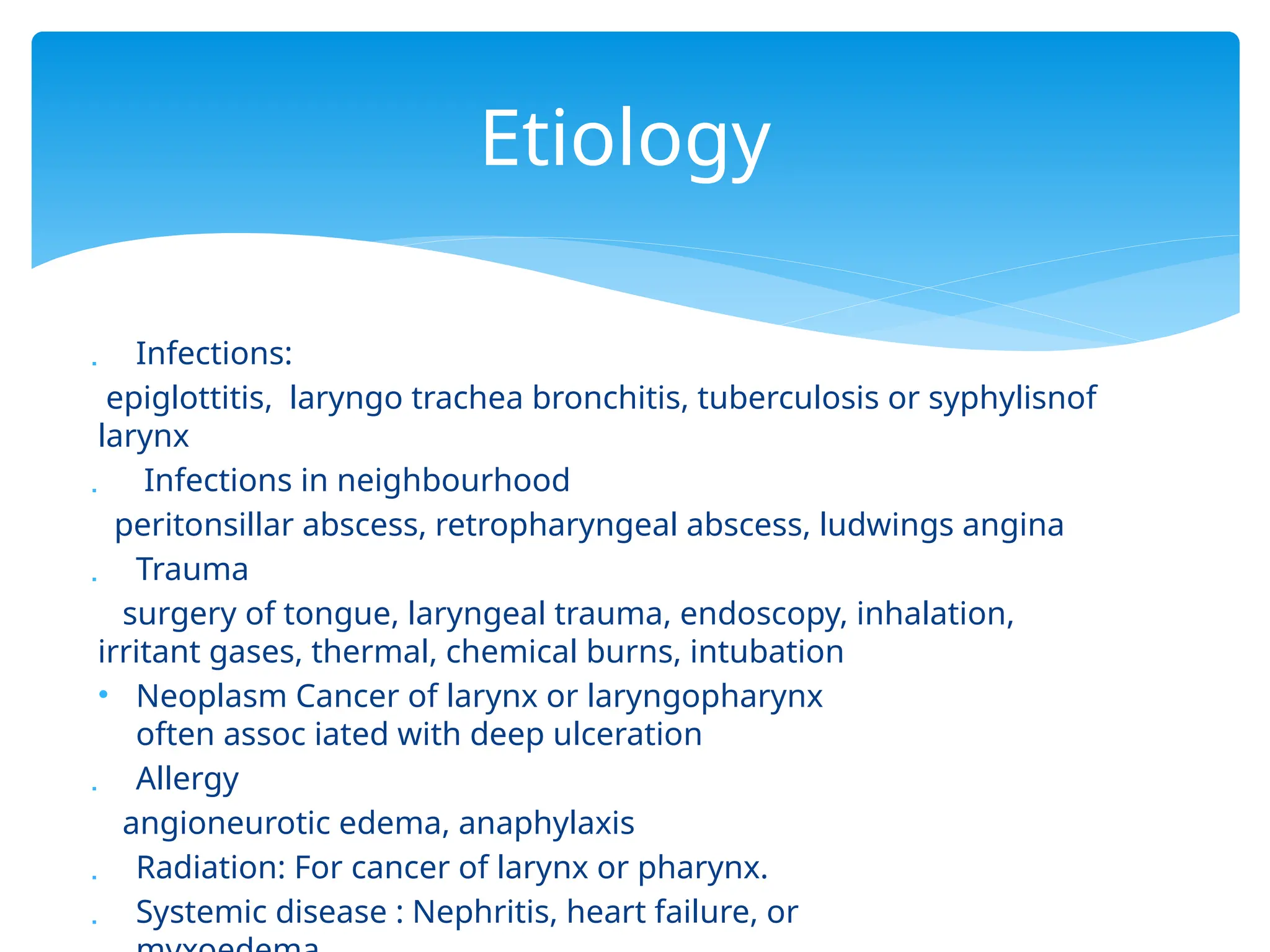 Laryngeal edema and stenosis refer to swelling (edema) and narrowing ...