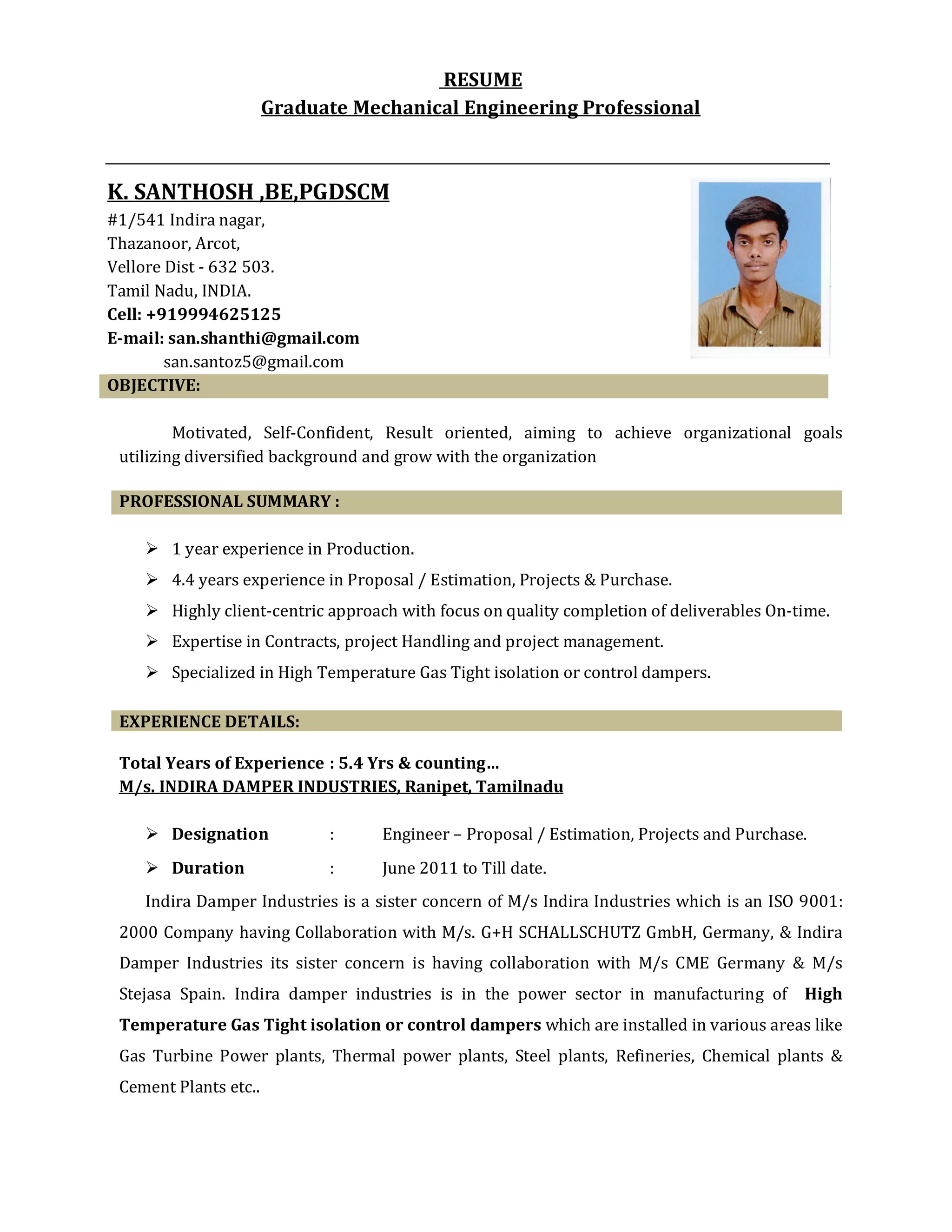 Resume Santhosh Kuppuswamy | PDF