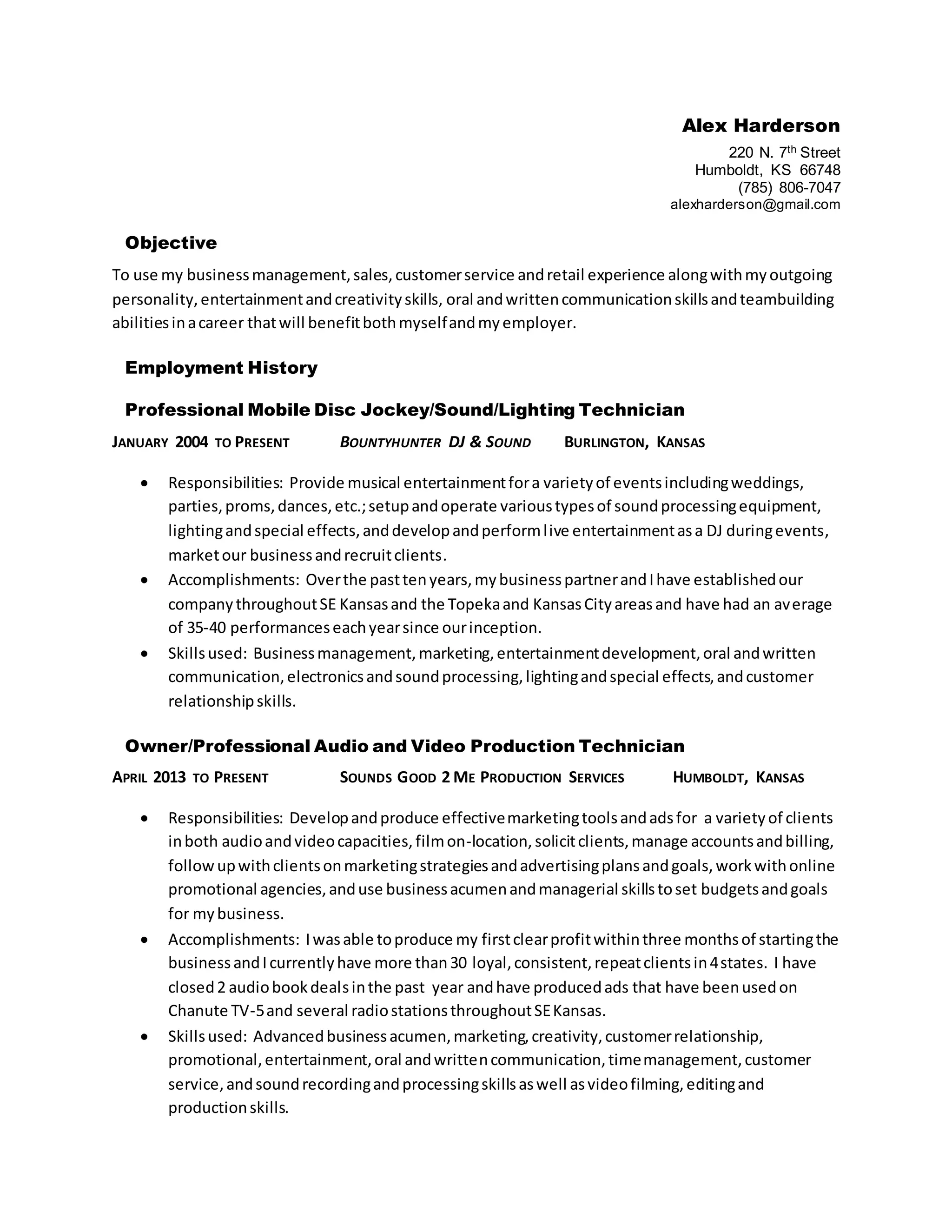 Alex Harderson Resume 2-15-15 | DOCX