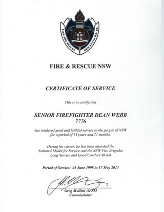 FRNSW Certificate of Service | PDF