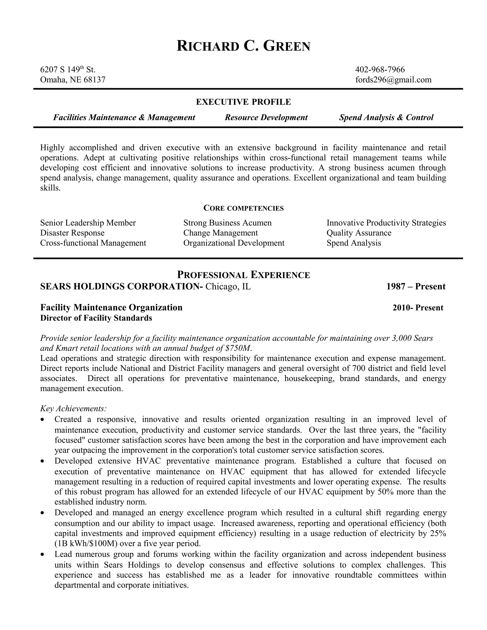 Rich Green Resume 2016 | DOC