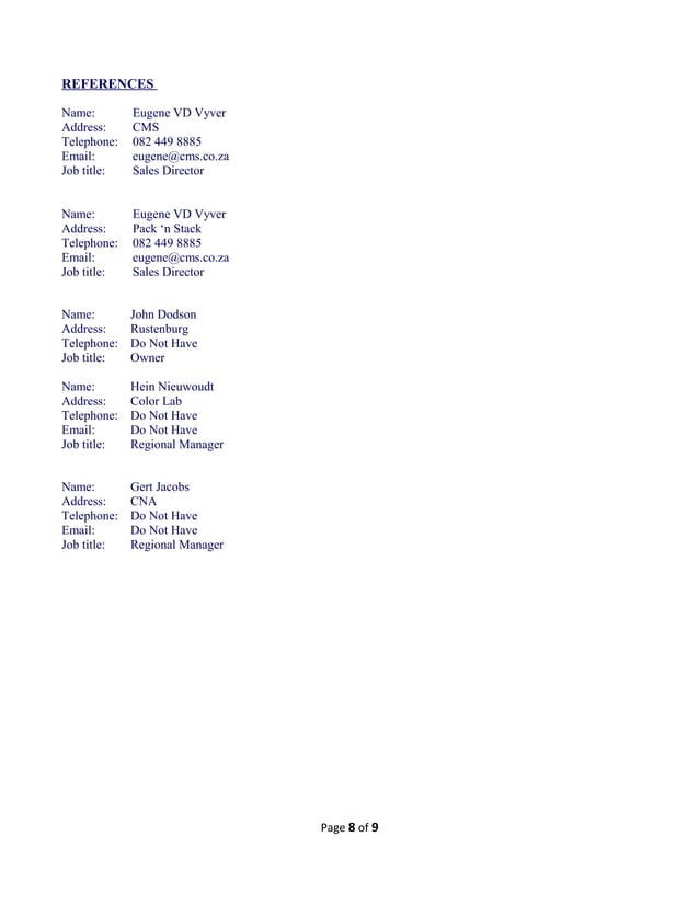 CV Christo Swart-1 | DOC
