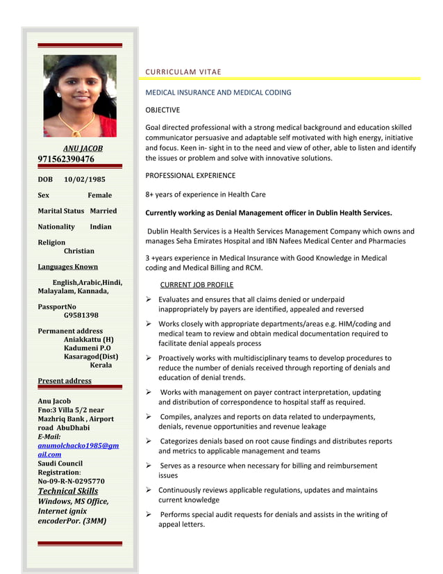 ANU CV | DOC | Healthcare Industry | Industries