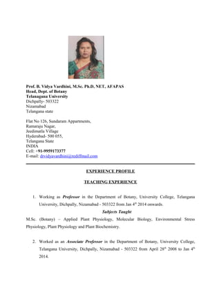 2014 CV of Prof. BVV doc | PDF