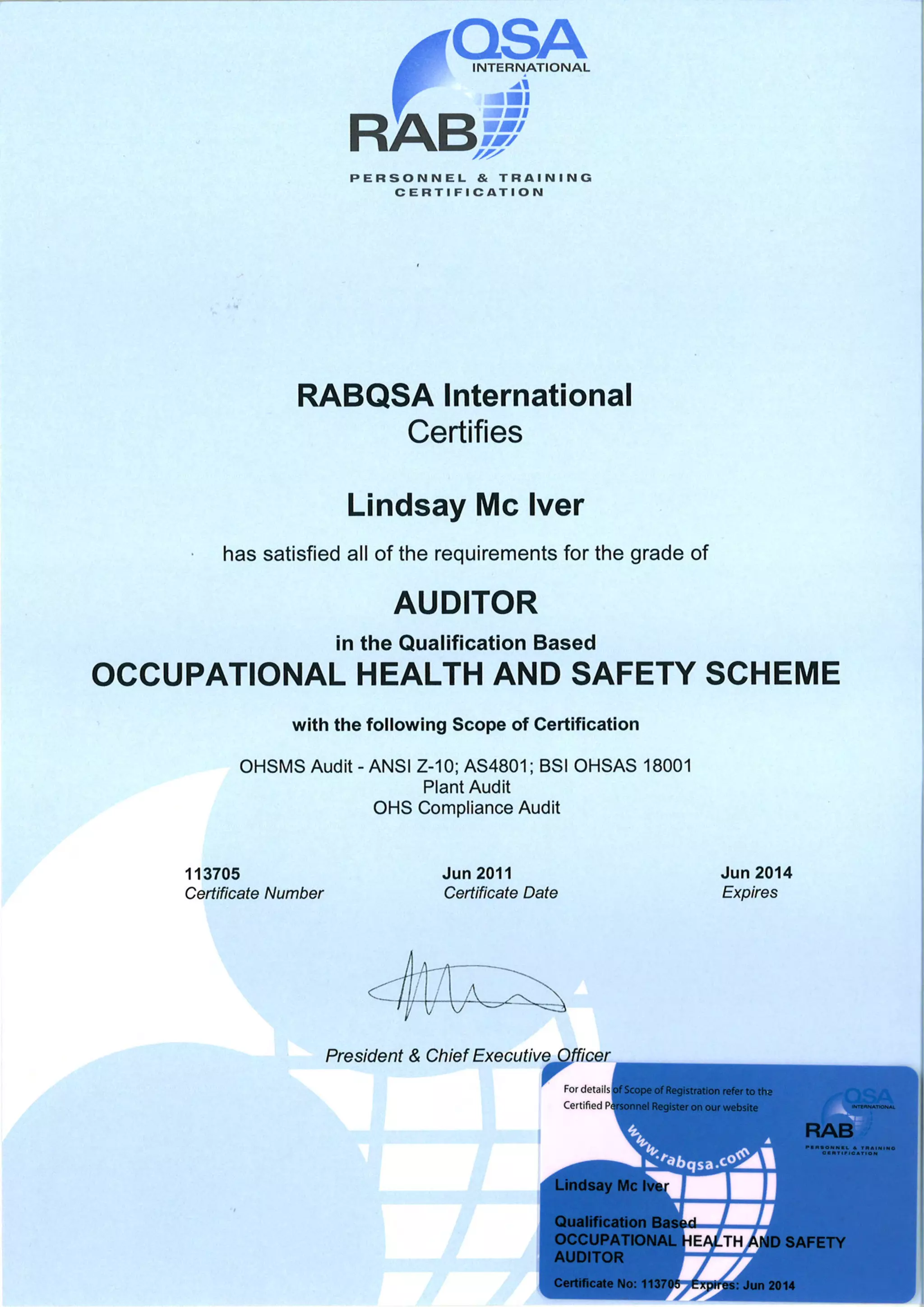 110531 RABQSA Cert & Card | PDF