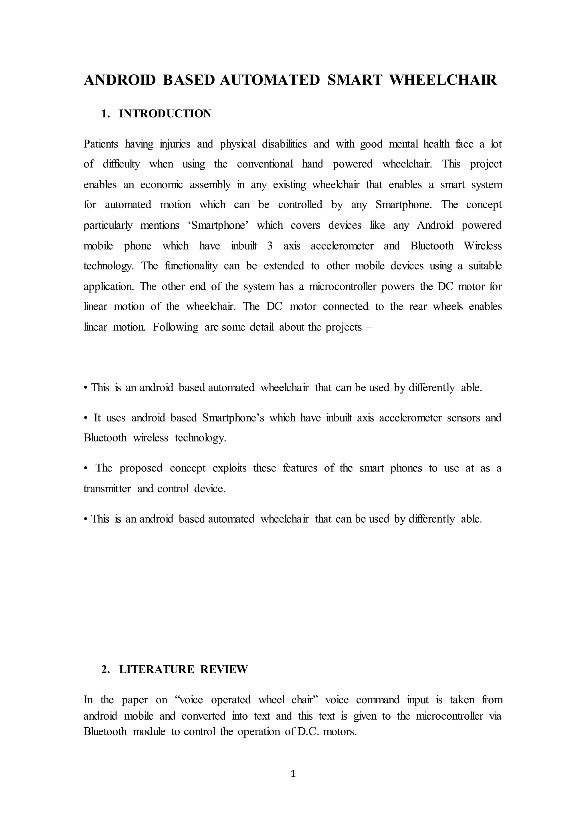 ANDROID BASED AUTOMATED SMART WHEELCHAIR | DOCX