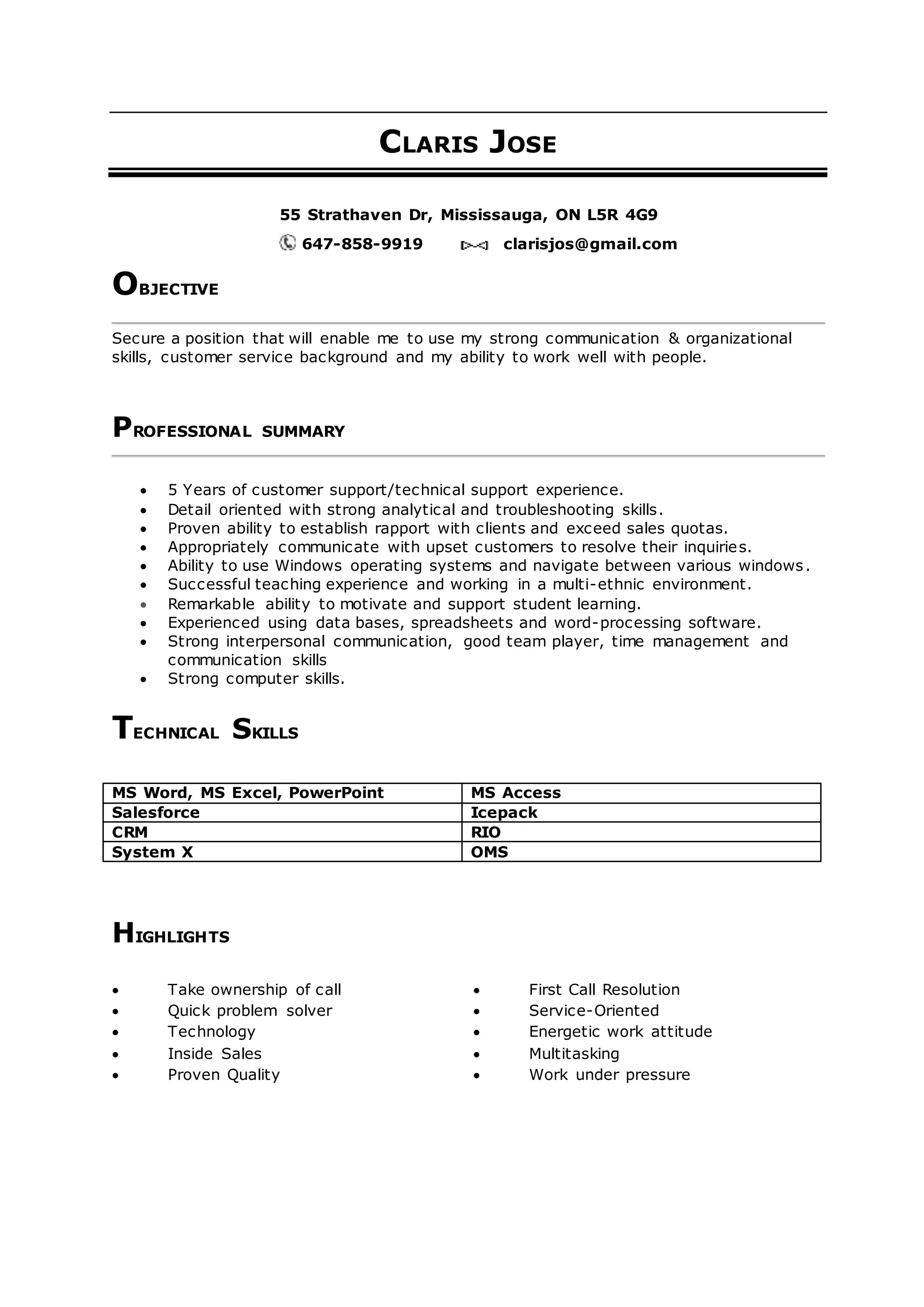 Claris_Jose_Resume | PDF