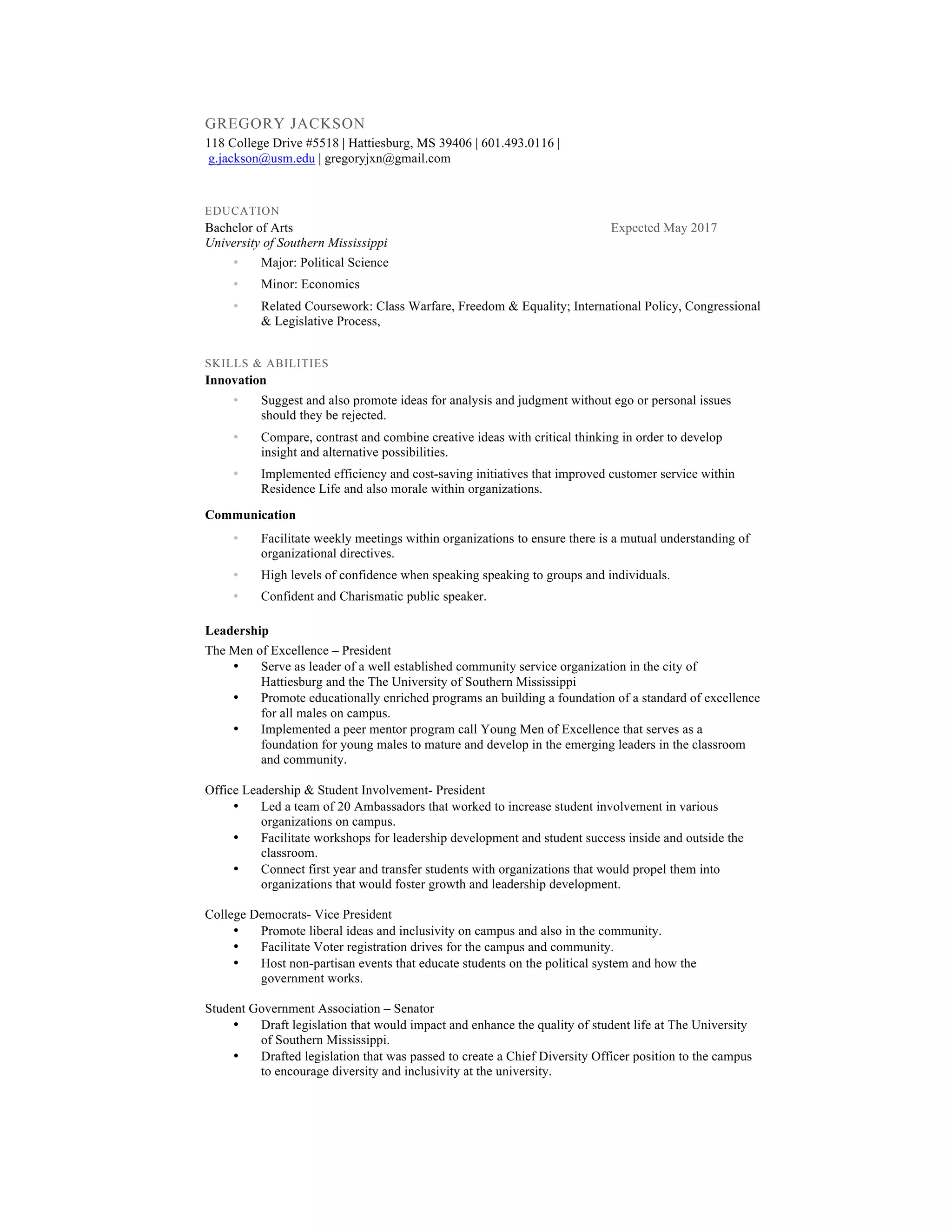 GREG JACKSON 2016 RESUME- updated | PDF