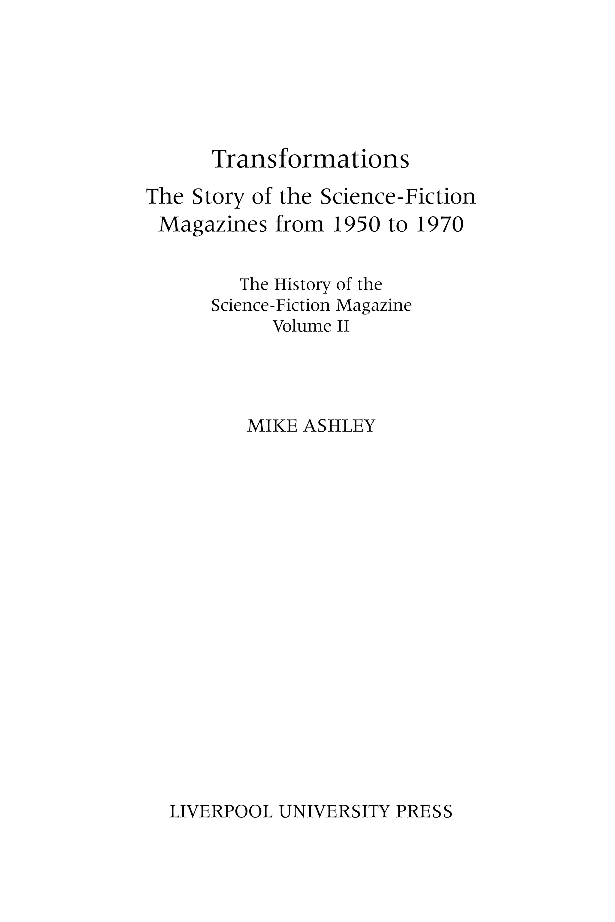 Transformations The Story Of The Sciencefiction Magazines From 1950 To ...