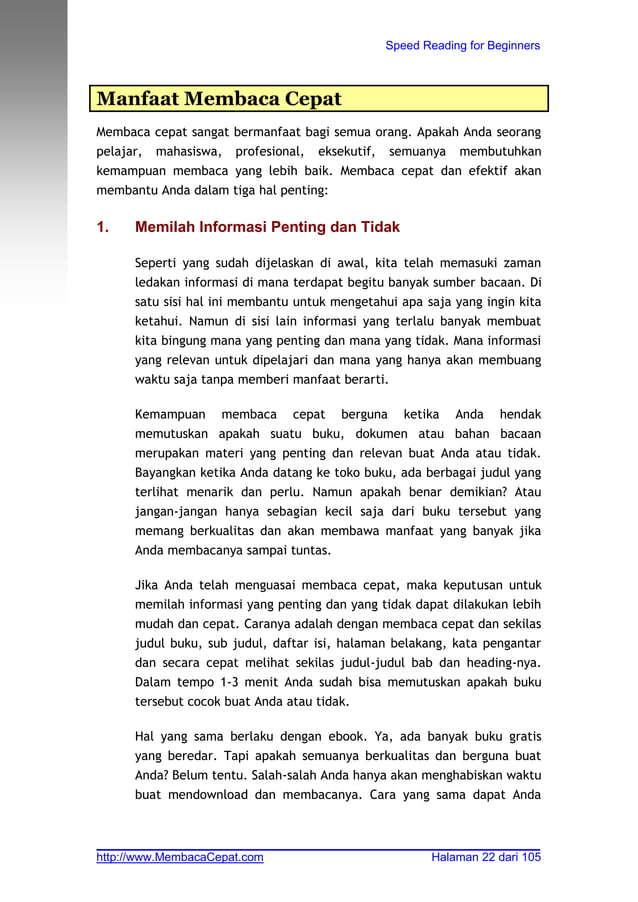 Membaca Cepat Bagi Pemula | PDF