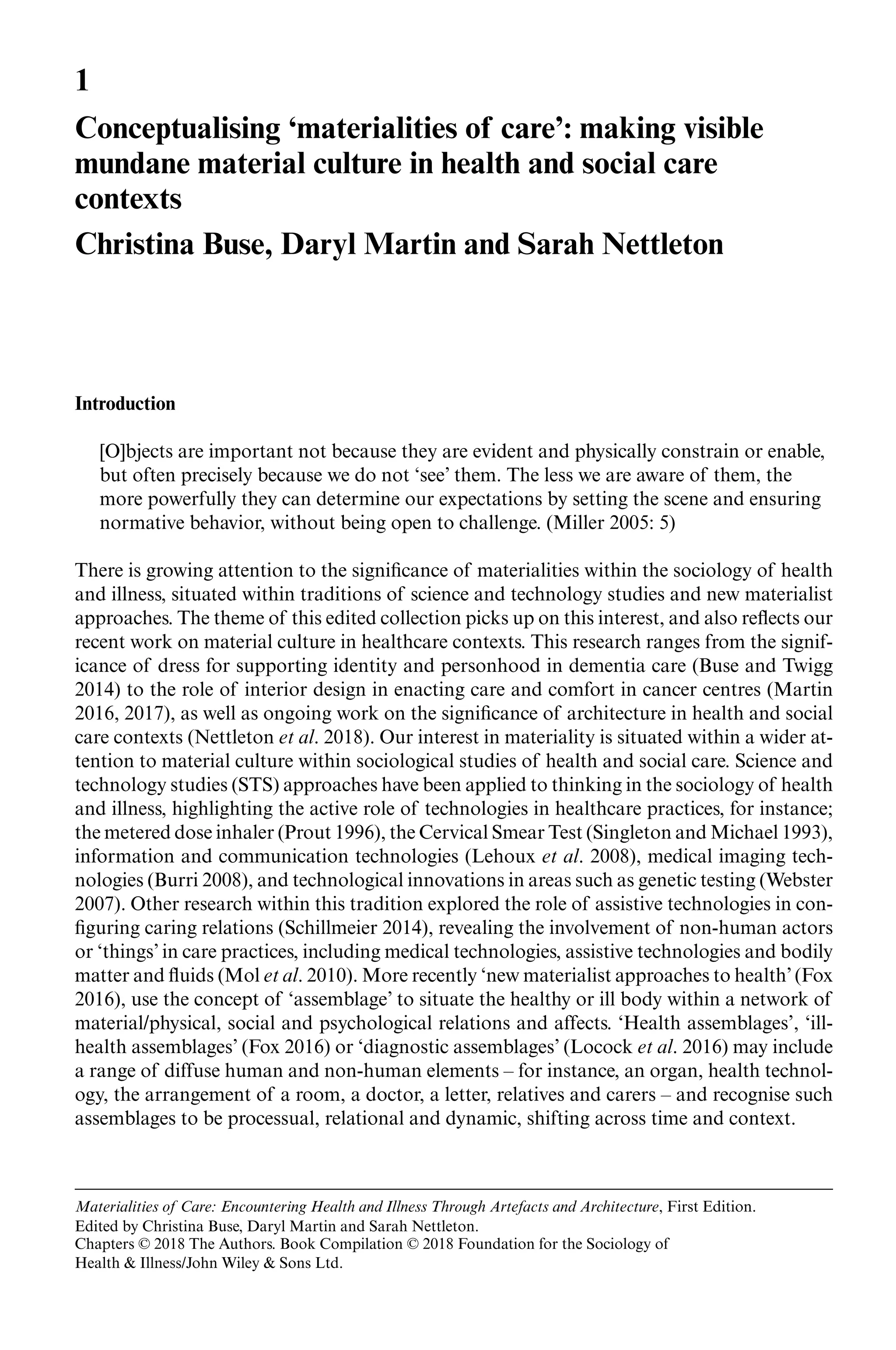 Materialities Of Care Encountering Health And Illness Through Artefacts ...