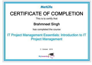 IT project mnagement essential certificate | PDF