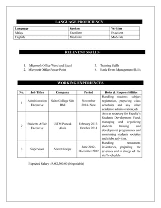 Nurul Husna's Resume | PDF | Business and Finance
