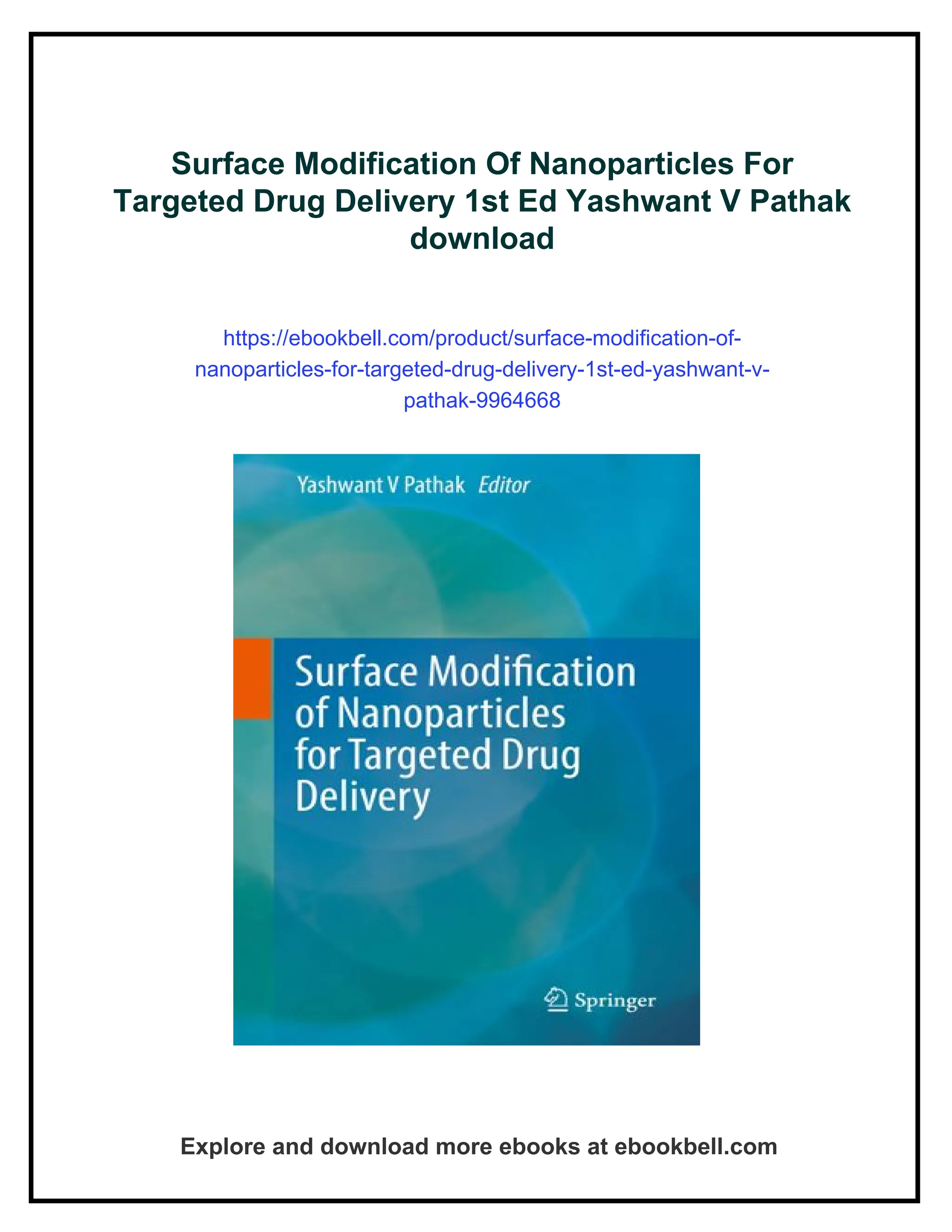 Surface Modification Of Nanoparticles For Targeted Drug Delivery 1st Ed ...