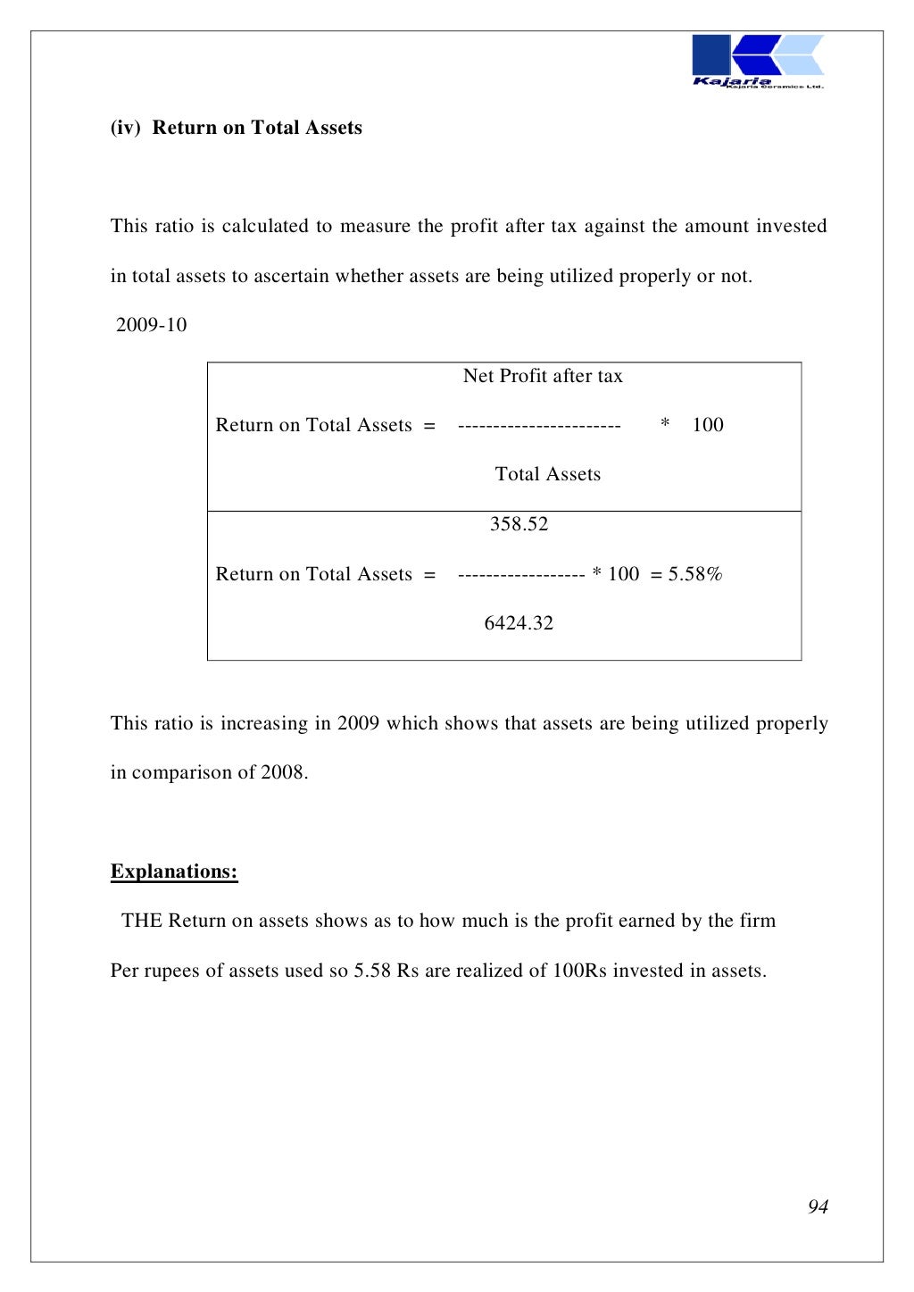 49843624 Project report on financial statement analysis of kajaria ce 49843624-project-report-on-financial-statement-analysis-of-kajaria-ce