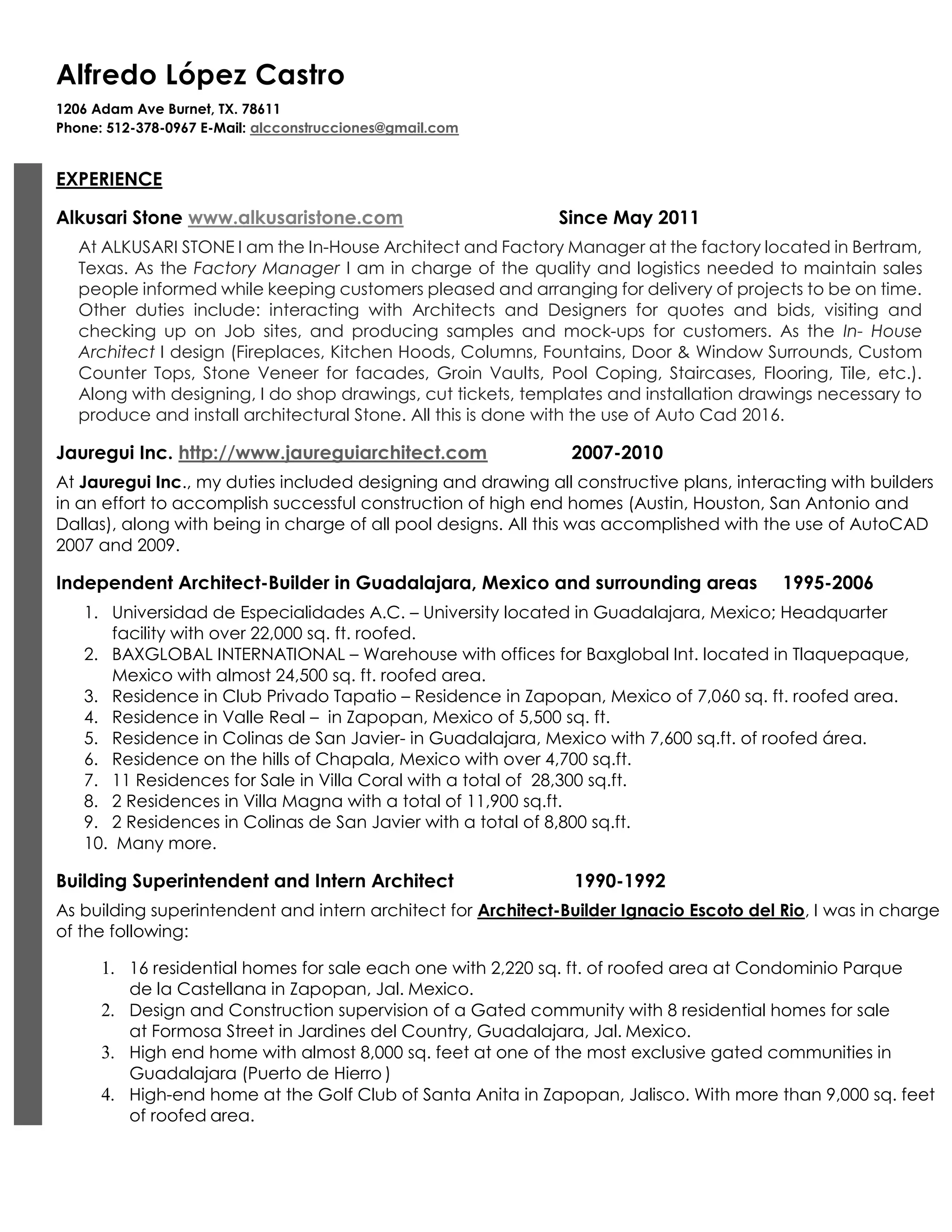 Alfredo_Lopez_Castro_Resume_2016_rev | PDF