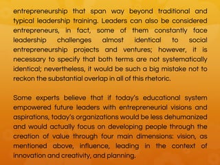 Fundamentals of Entrepreneurial Leadership: Essential Features | PDF ...