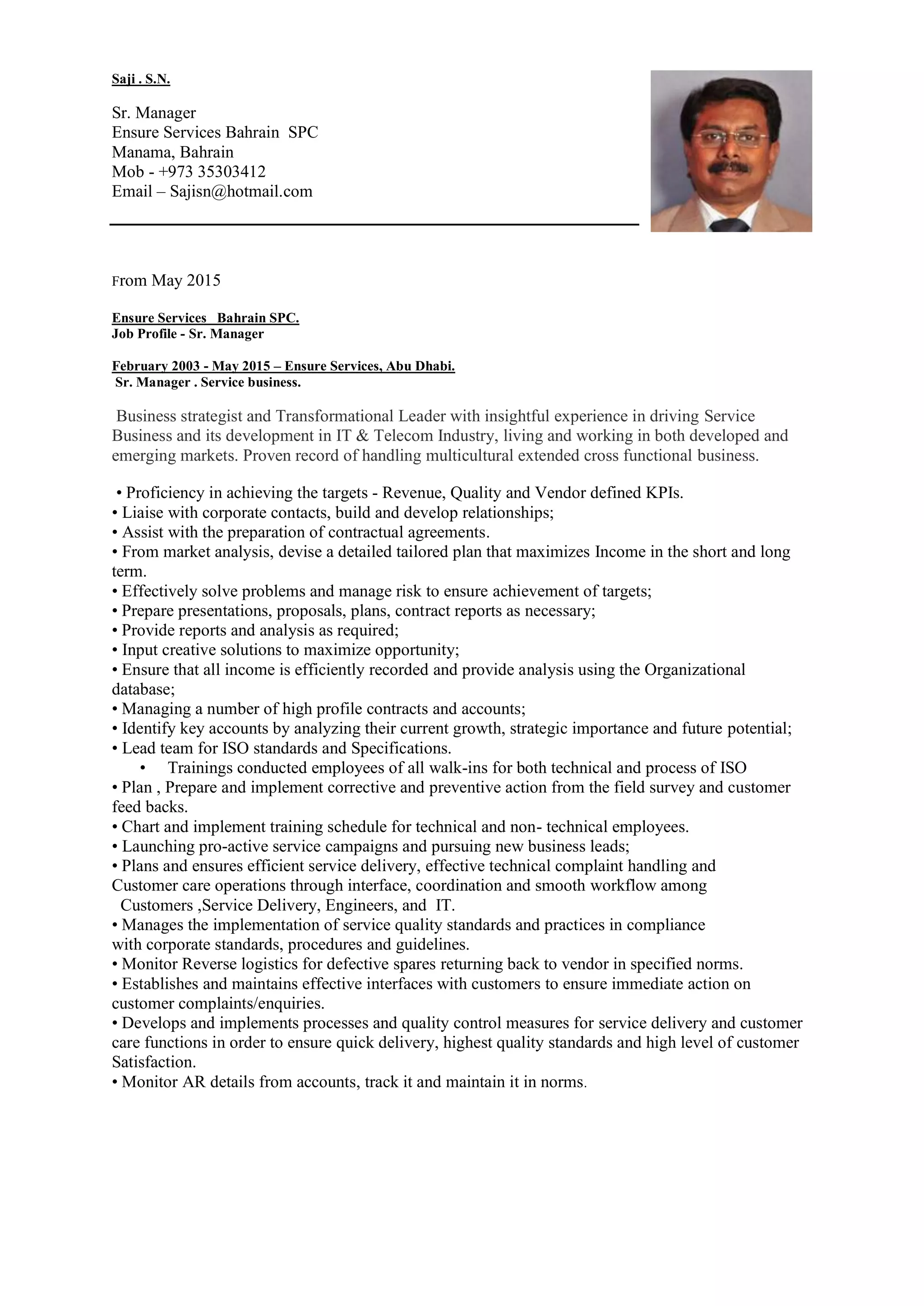 Resume - Saji.S.N. | PDF