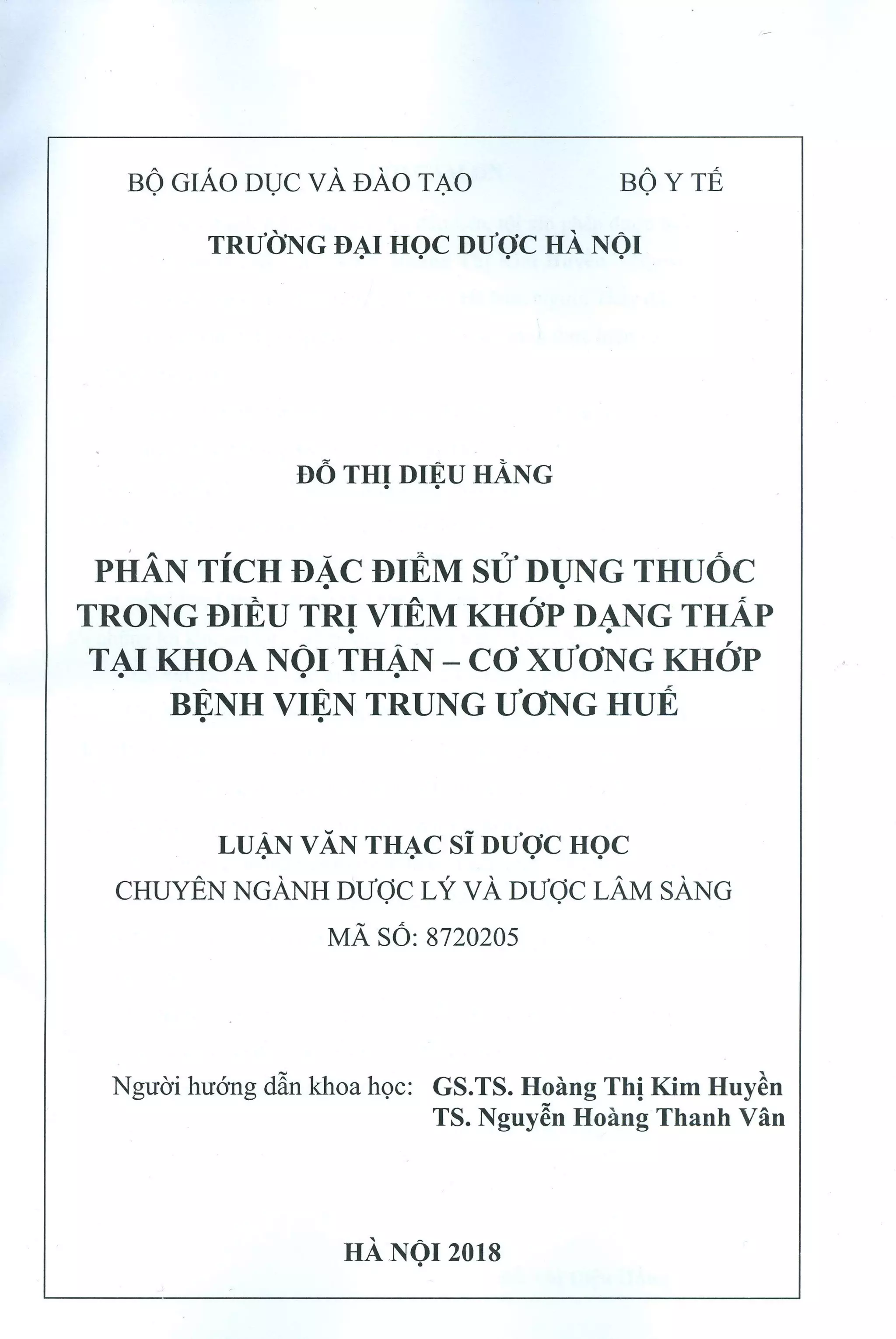 Phân tích đặc điểm sử dụng thuốc trong điều trị viêm khớp dạng thấp tại khoa nội thận cơ xương ...