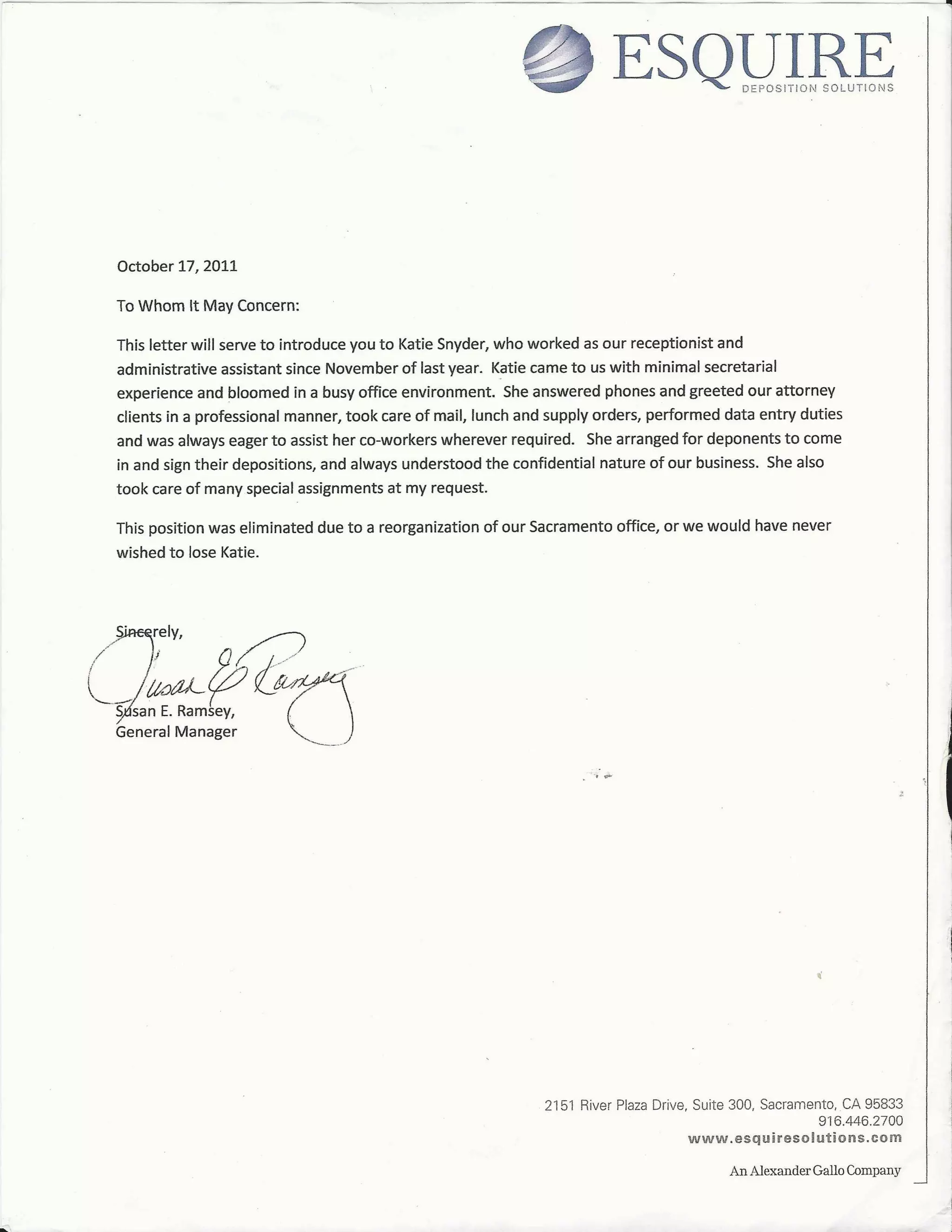 Katie Snyder Esquire Recommendation Letter | PDF