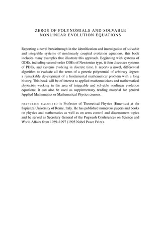 Zeros Of Polynomials And Solvable Nonlinear Evolution Equations Calogero | PDF