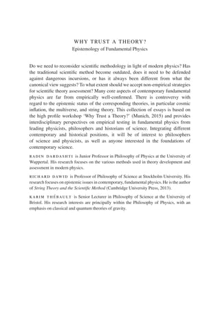 Why Trust A Theory Epistemology Of Fundamental Physics Dardashti | PDF