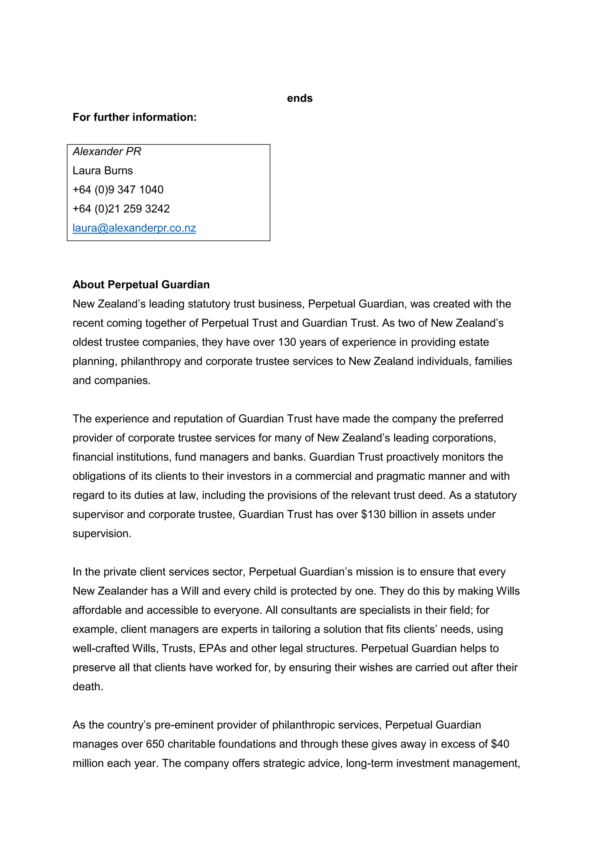 Perpetual Guardian appointment announcement Willem van der Steen ...