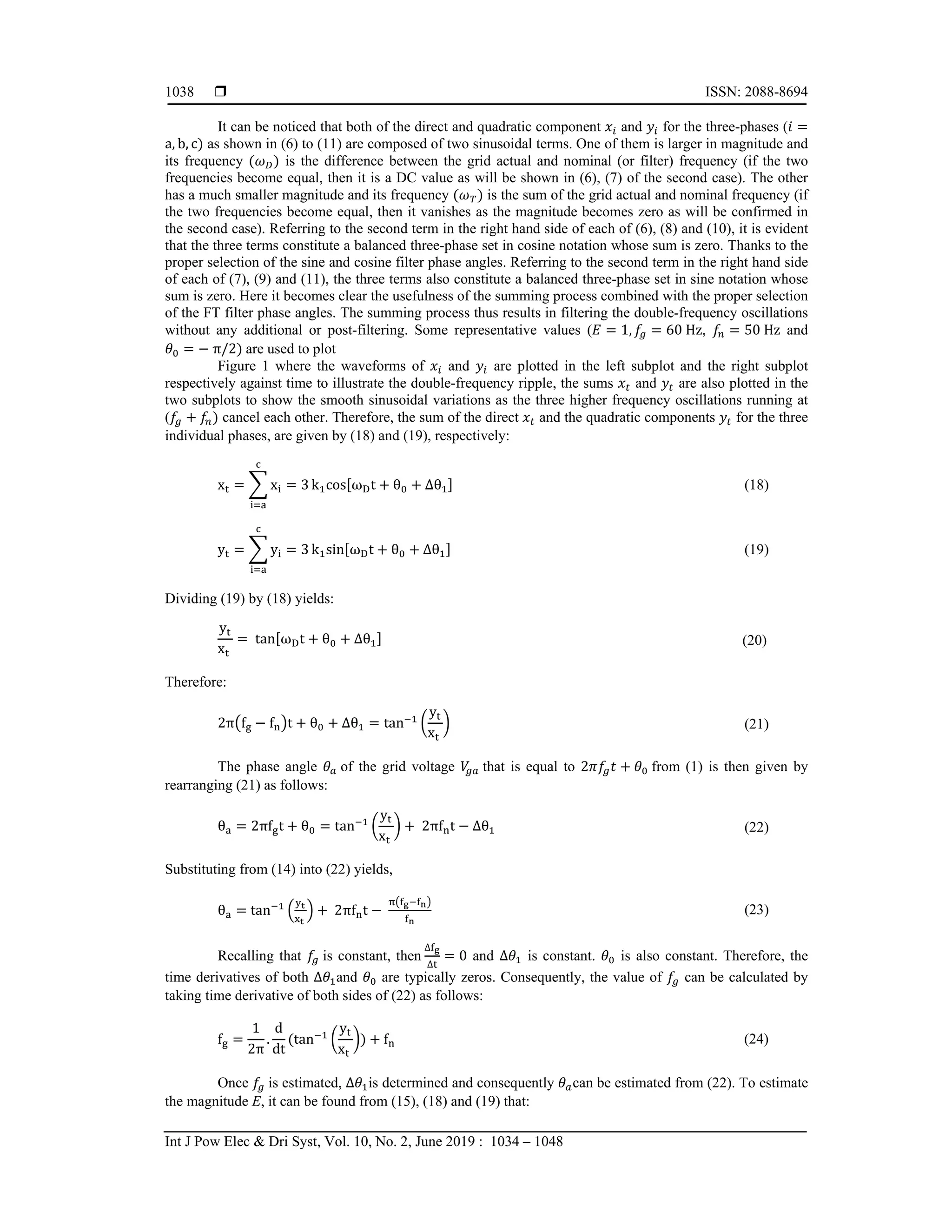 Frequency adaptive sliding fourier transform for synchronizing VSI to the grid | PDF