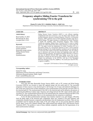 Frequency adaptive sliding fourier transform for synchronizing VSI to the grid | PDF