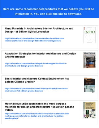 Smart Materials in Architecture Interior Architecture and Design 1st ...