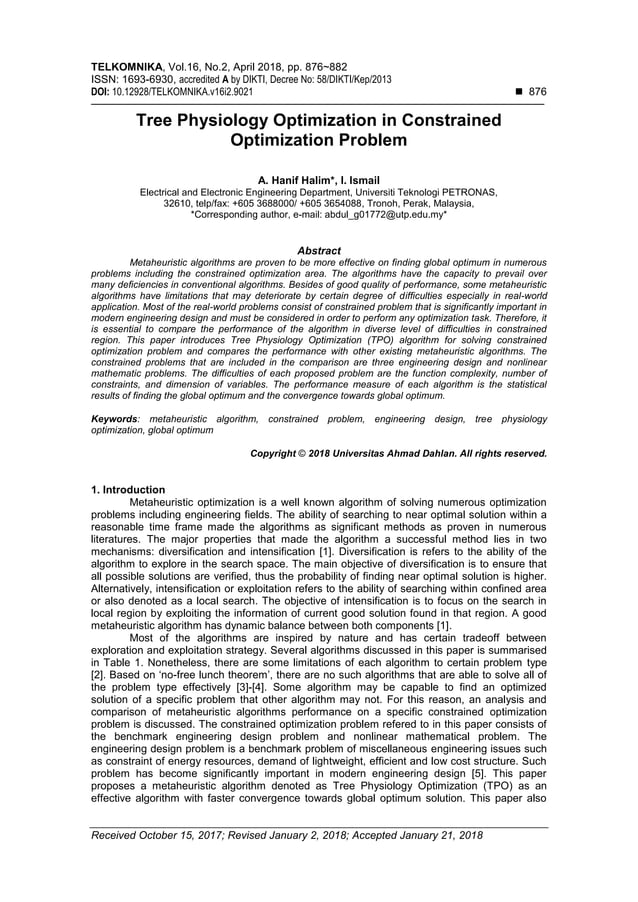 Tree Physiology Optimization in Constrained Optimization Problem | PDF Tree Physiology Optimization in Constrained Optimization Problem | PDF