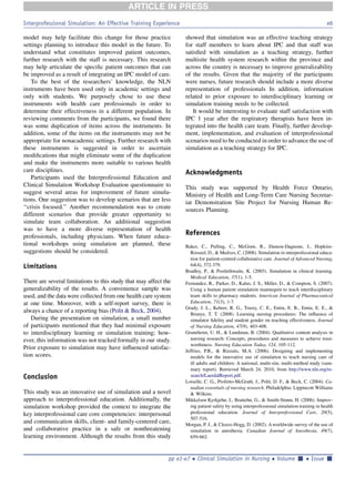 Interprofessional Simulation: An Effective Training Experience for ...