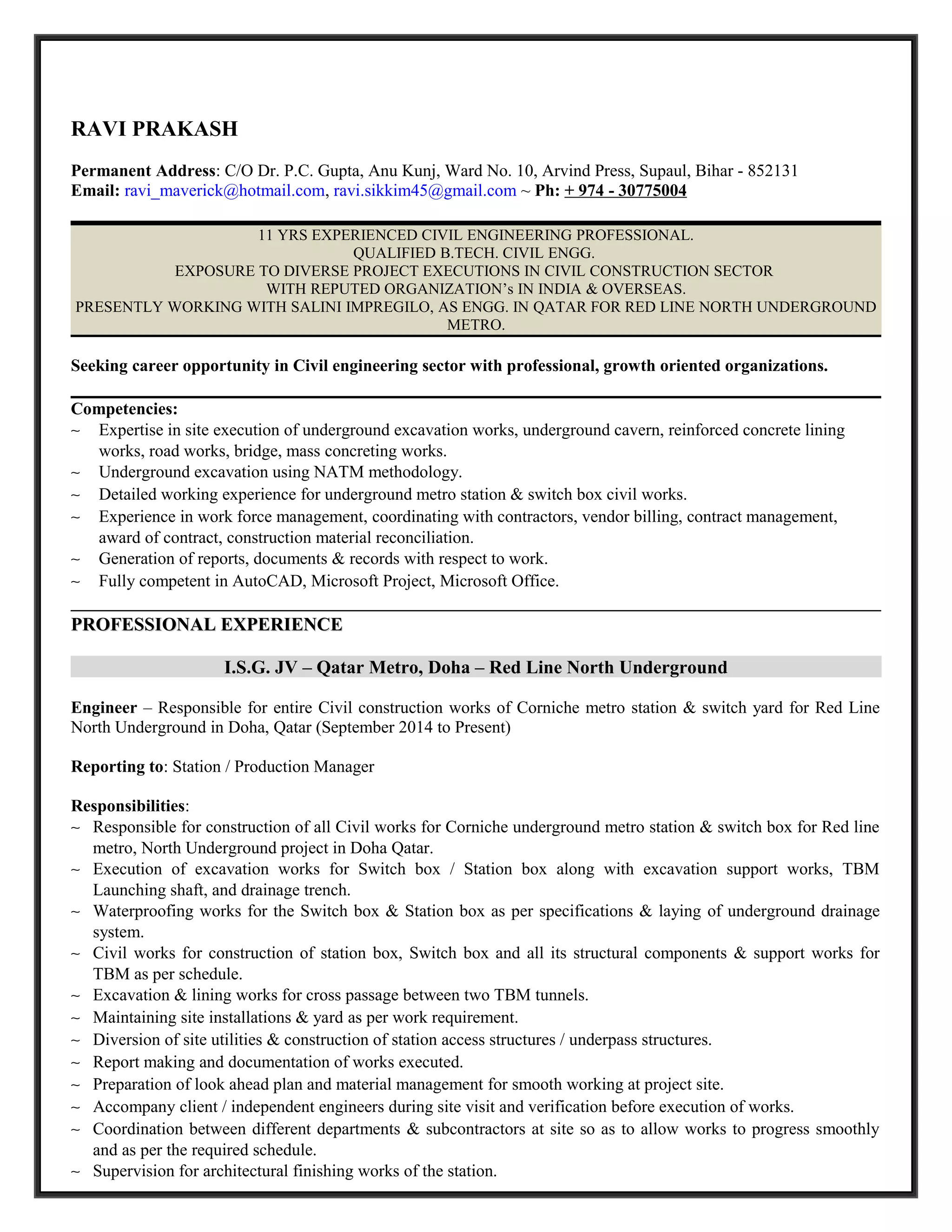 Resume - RAVI PRAKASH | DOC